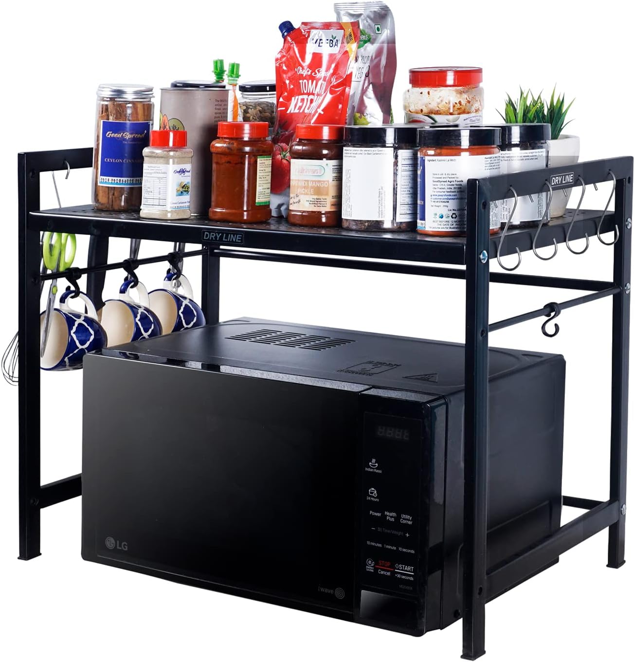 Zeroway Metal Adjustable Microwave Stand Kitchen Platform 2-Tier ...