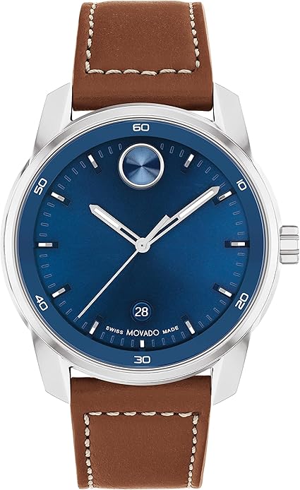 Amazon.com: Movado 3600944 Bold Verso Men's Swiss Quartz Stainless Steel Case and Leather Strap ...