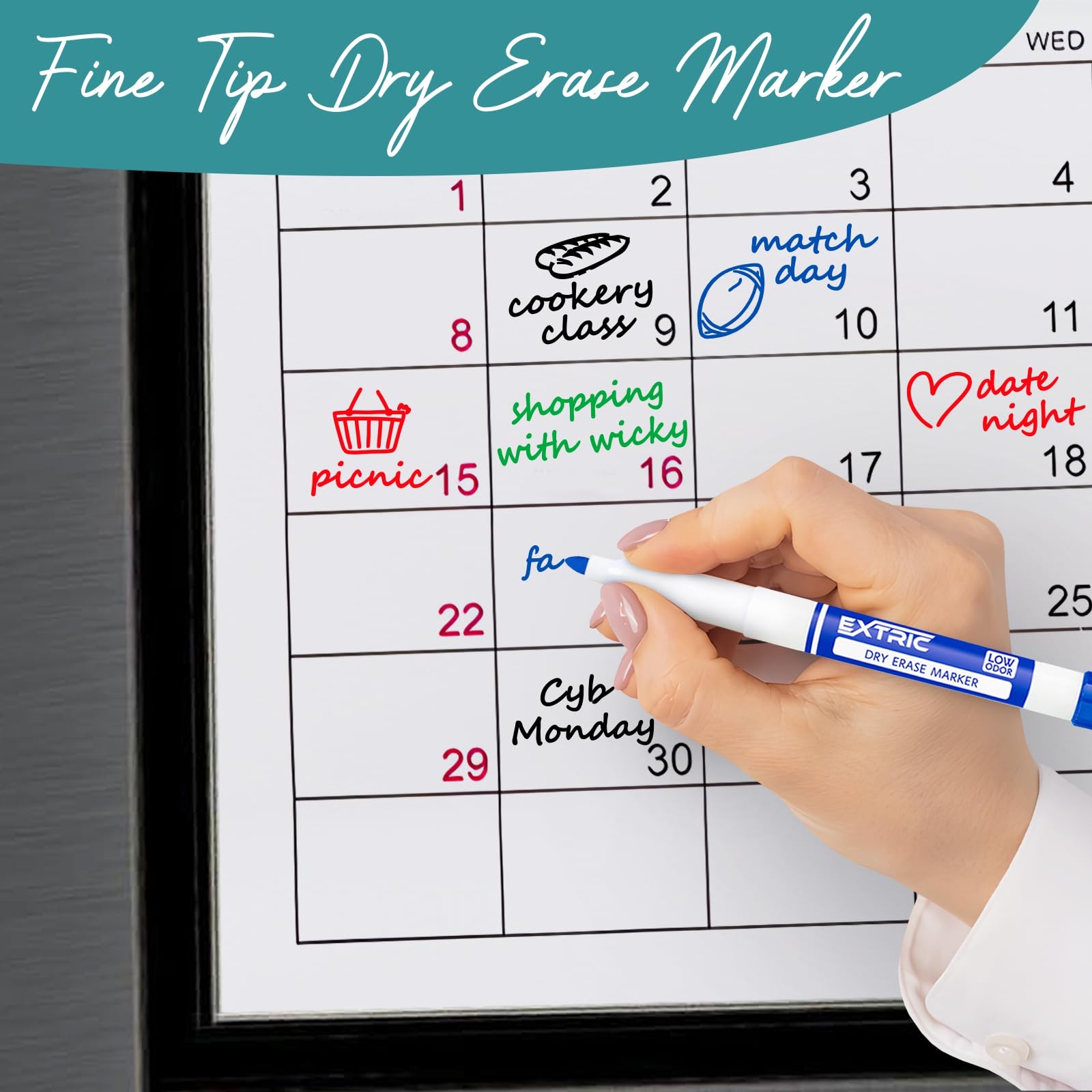Snapklik.com : Blue Dry Erase Markers Fine Tip, 12 Count Whiteboard ...