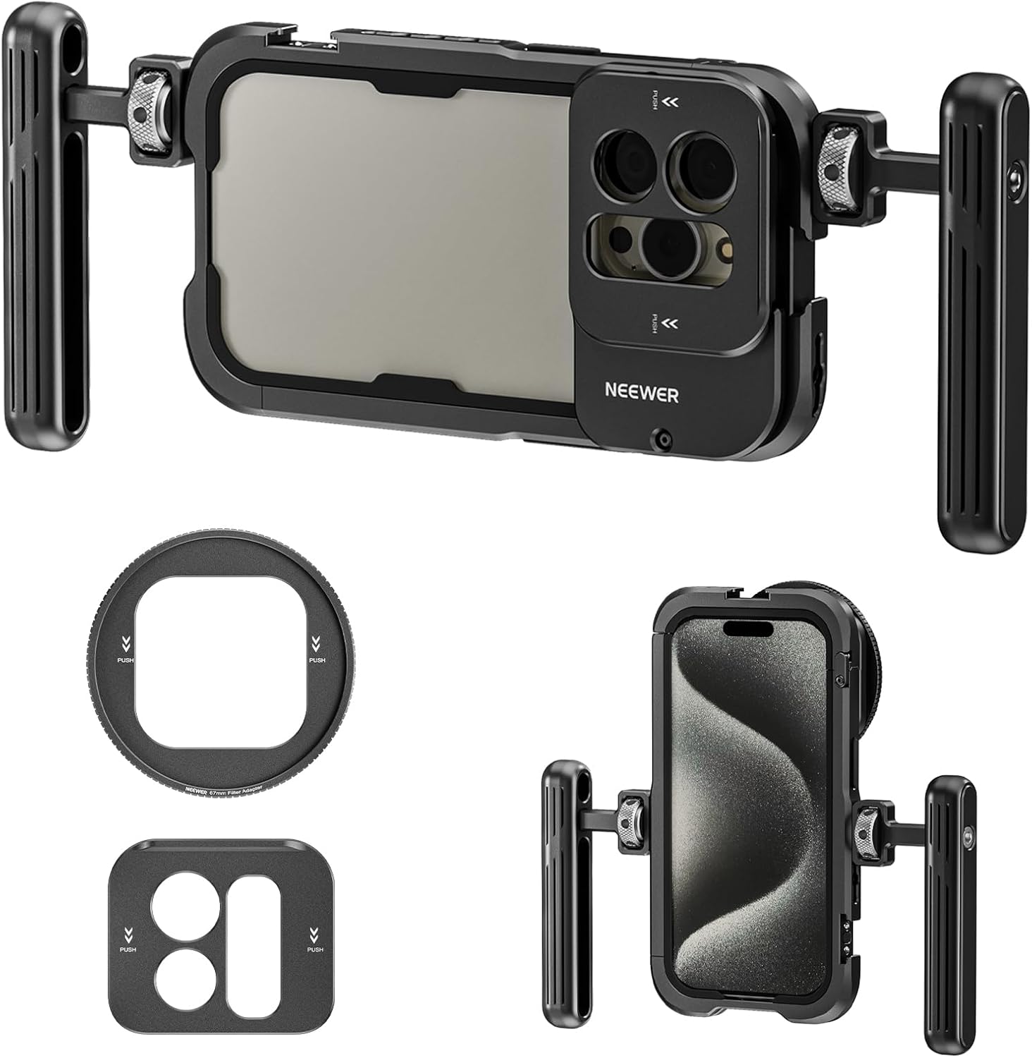 Amazon.com: NEEWER 15 Pro Phone Cage Video Rig with Dual Handles ...