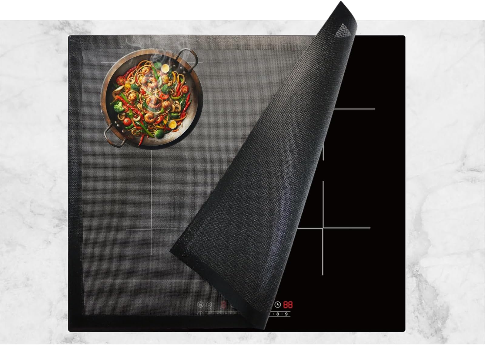 52x61cm Tapis de Protection Plaque Cuisson Induction en Silicone Plaque ...