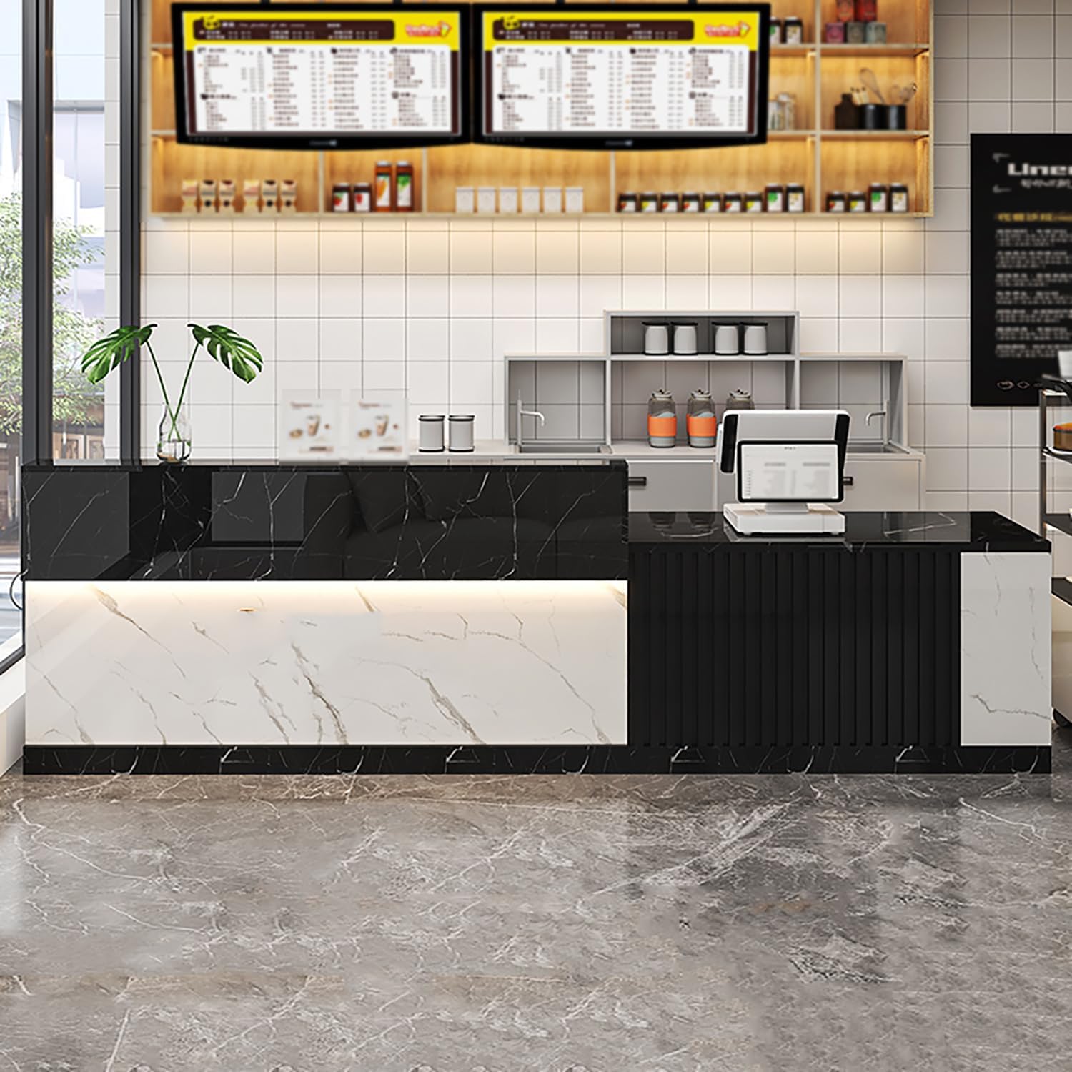 Amazon.com: Modern Reception Desk,Reception Desk with Counter,with LED ...