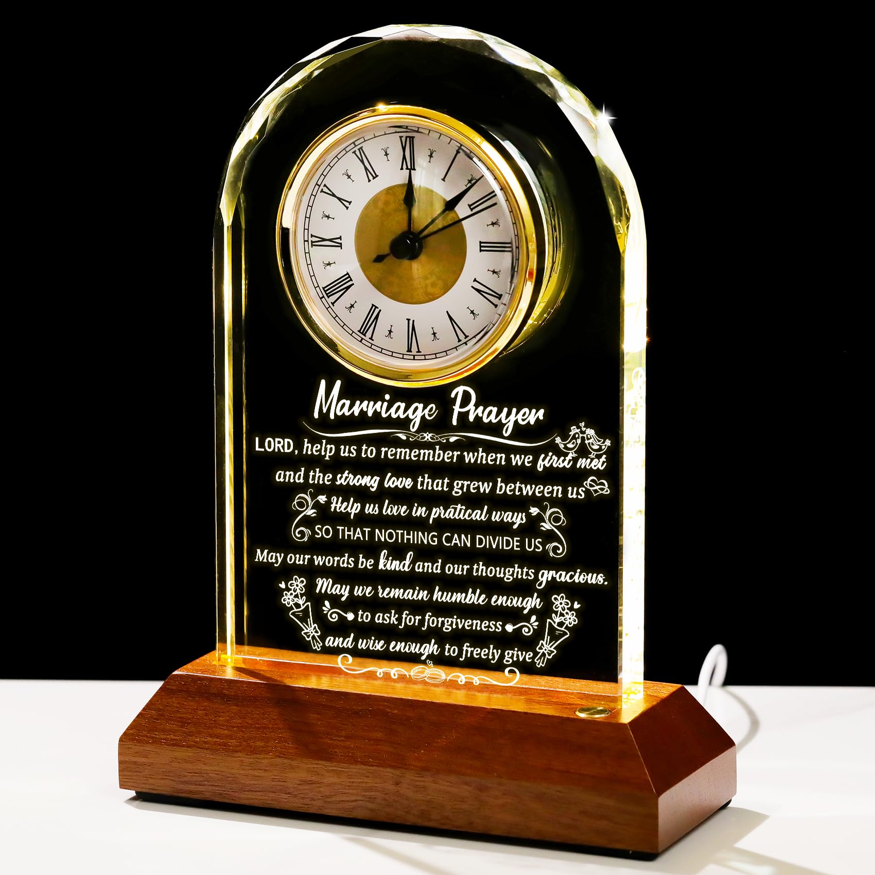 Amazon.com: Glass Clock Wedding Gifts for Couples 2025 with Wooden ...