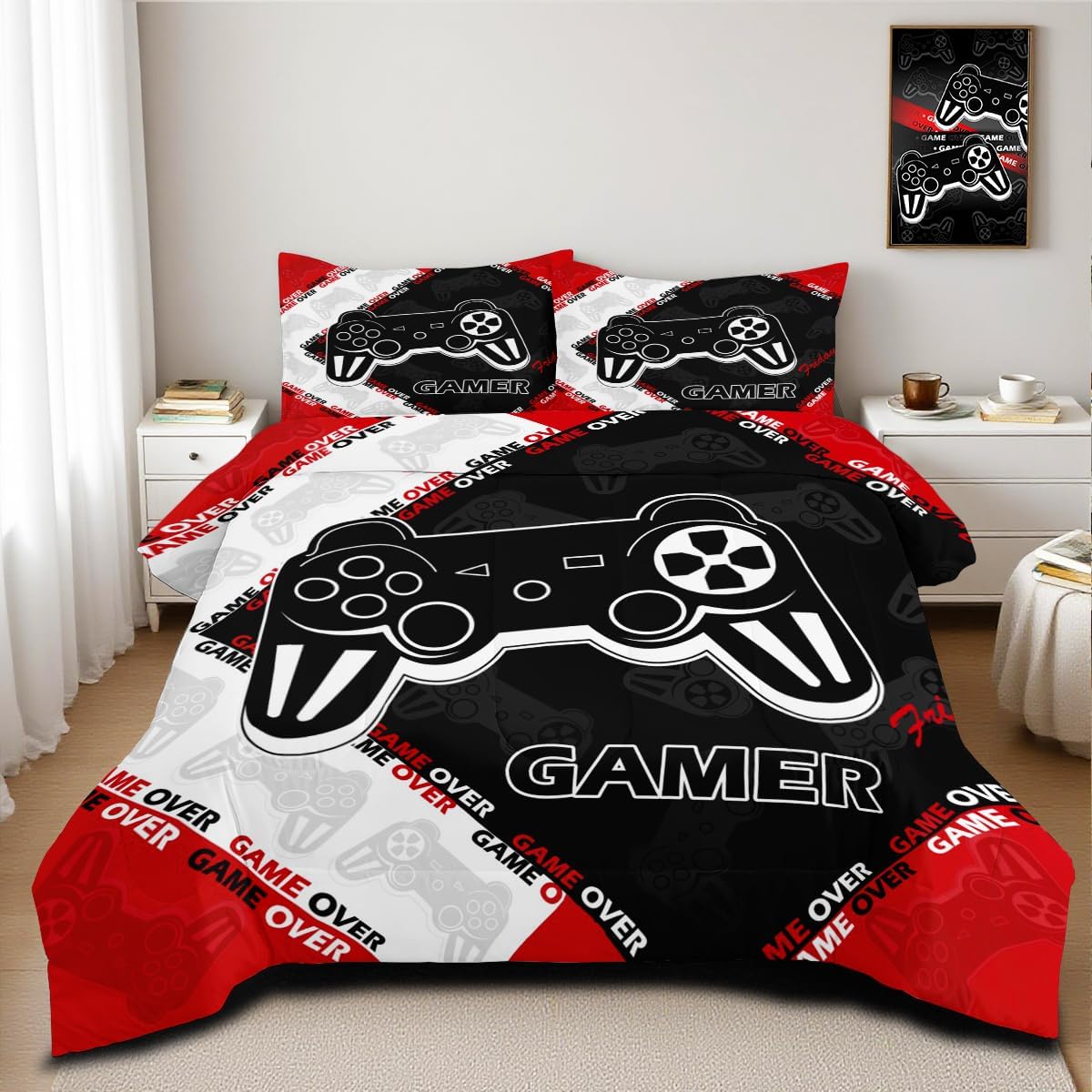 Amazon.com: CCoutueChen Gamepad Comforter Set Queen Size 3 Pieces Boys ...