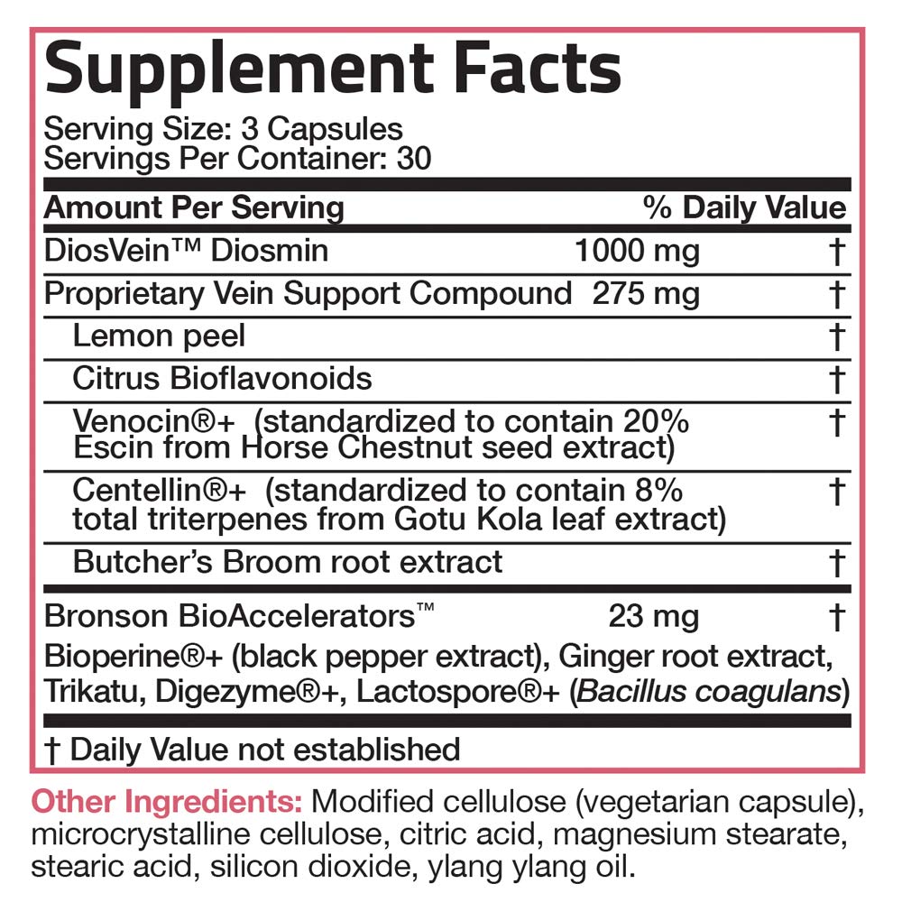 Bronson VeinAid DiosVein Diosmin Varicose Vein Complex with Venocin ...