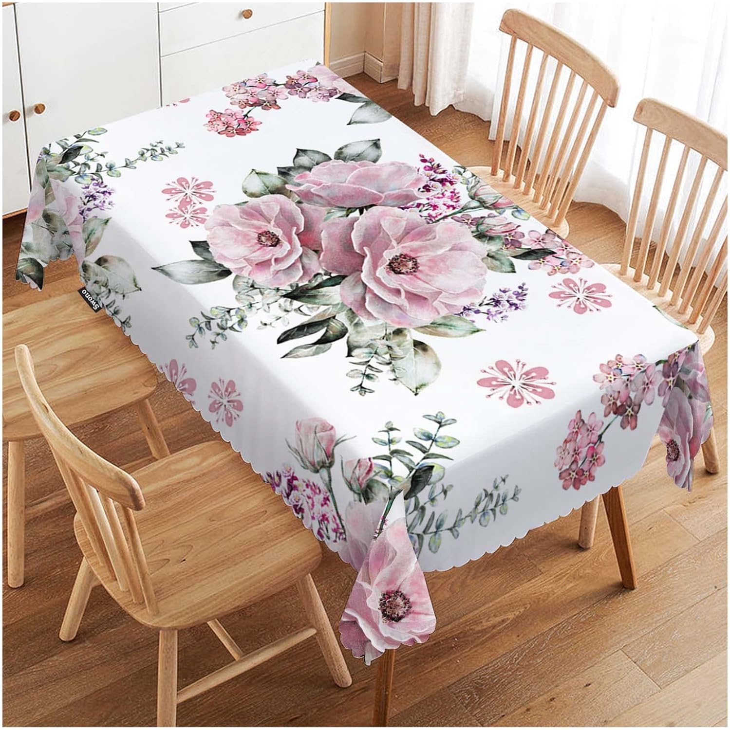 Amazon.com: Swono Rose Table Cloth Rectangle Tables Watercolor Pink ...