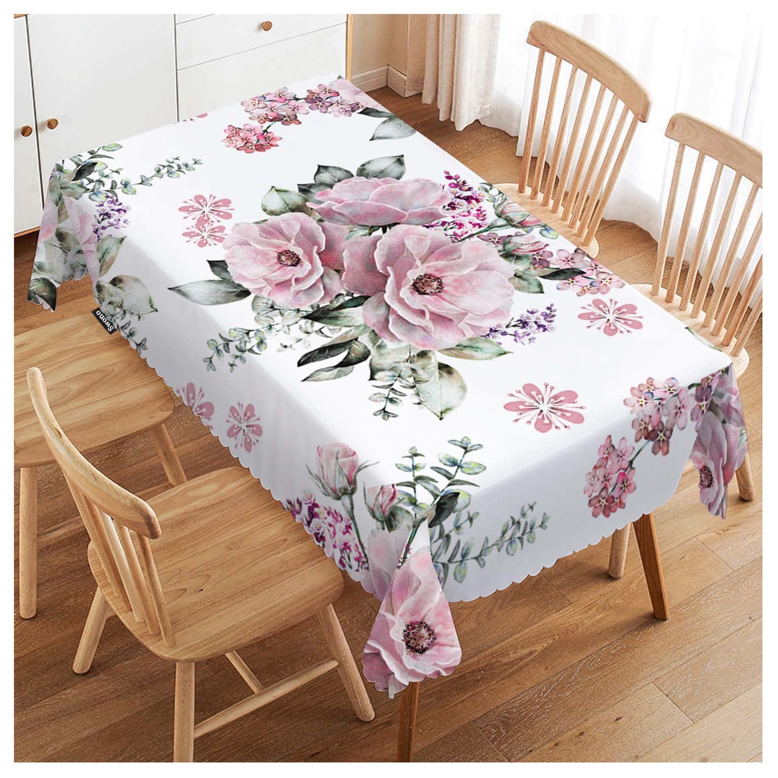 Amazon.com: Swono Rose Table Cloth Rectangle Tables Watercolor Pink ...