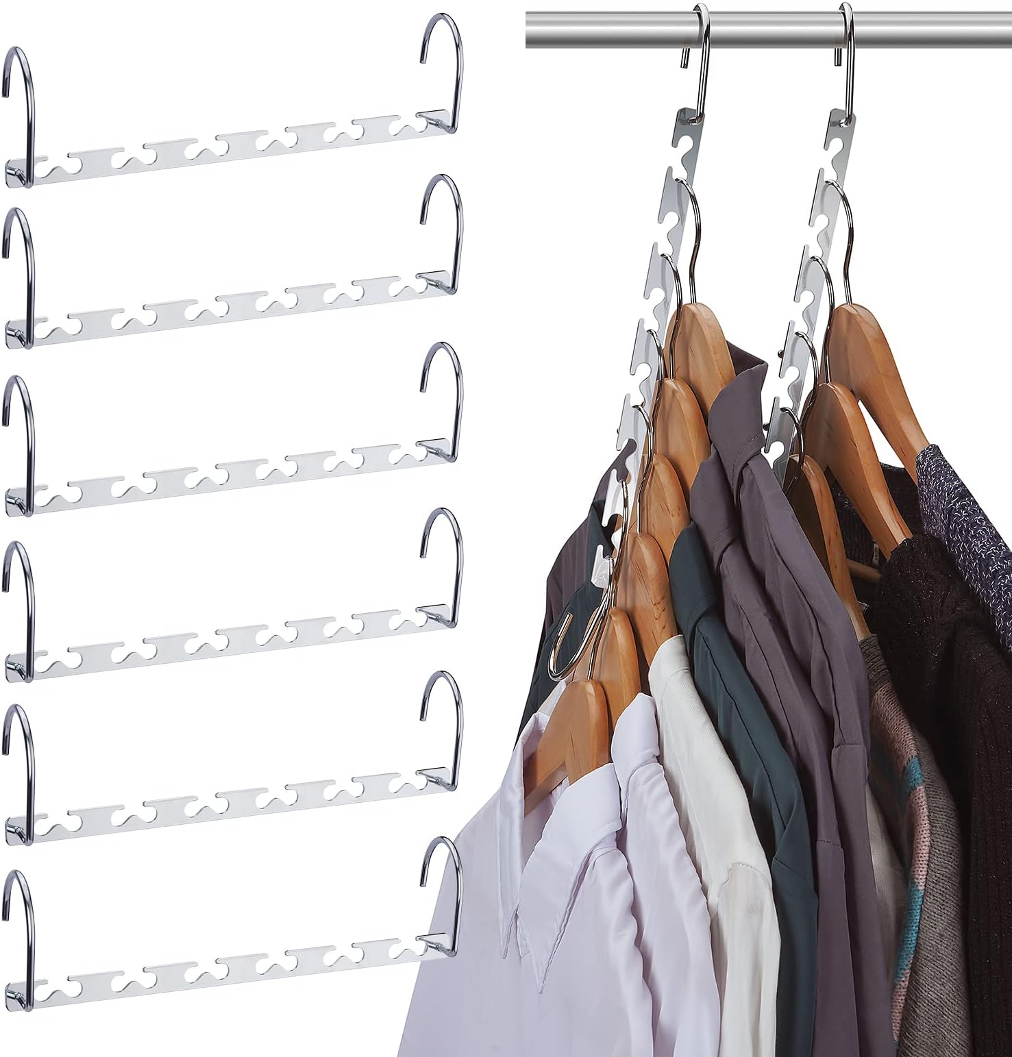 Amazon.com: Meetu Magic Cloth Hanger Space Saving Hangers Metal Closet ...