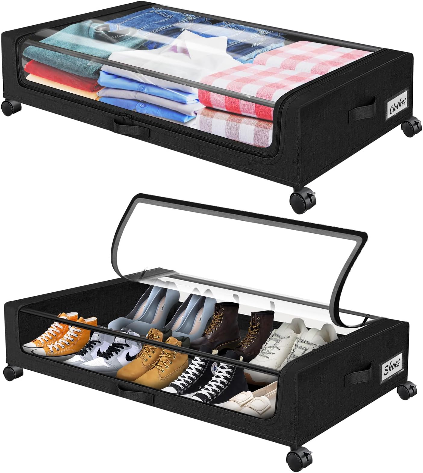 Amazon.com: KitHreo Under Bed Storage with Wheels, 2 Pack Under Bed ...