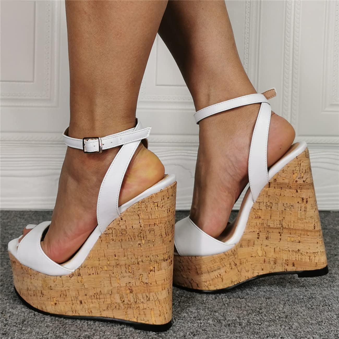 6 Inch Wedge High Heels High Heel Sandals Woman Heel 6 Cm White
