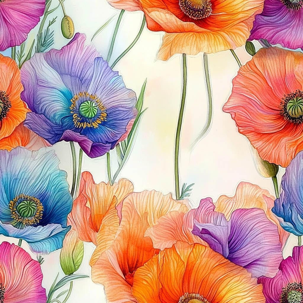 lenify Colorful Floral Peel and Stick Wallpaper Watercolor Floral ...