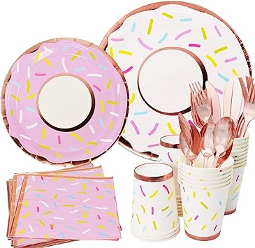 Amazon.com: JOYOCEAN 175Pcs Donut Plates and Napkins Party Supplies Two ...