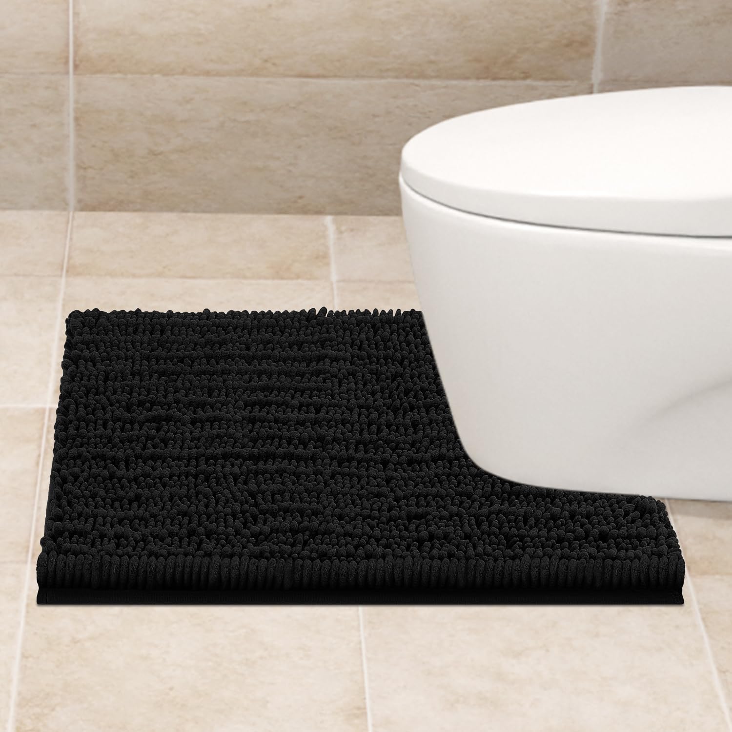 Amazon.com: ACCUMTEK Upgrade Luxury Black Toilet Bathroom Rug Mat 24" x ...
