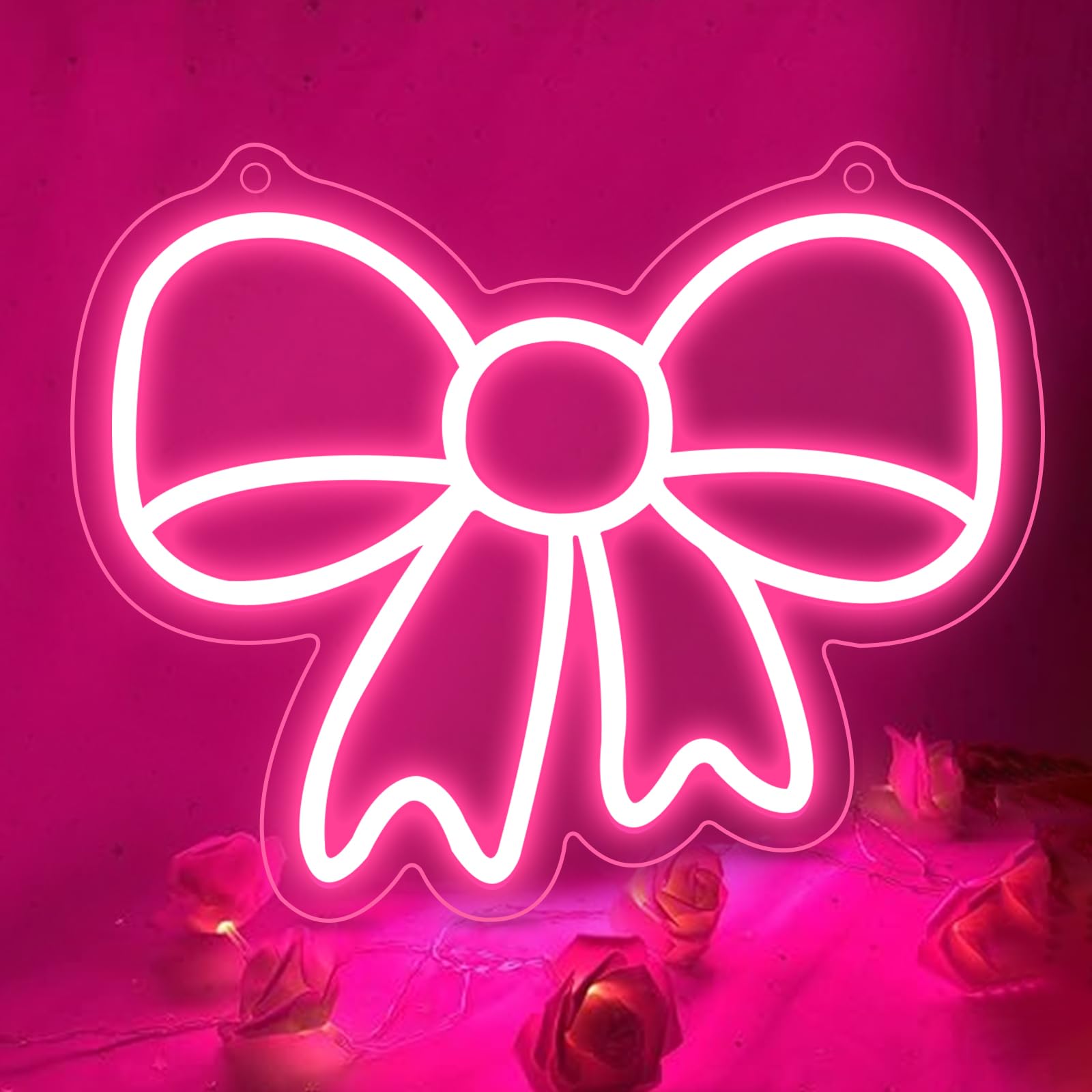 Amazon.com : Pink Bow Neon Sign for Wall Decor Dimmable Led Neon Sign ...