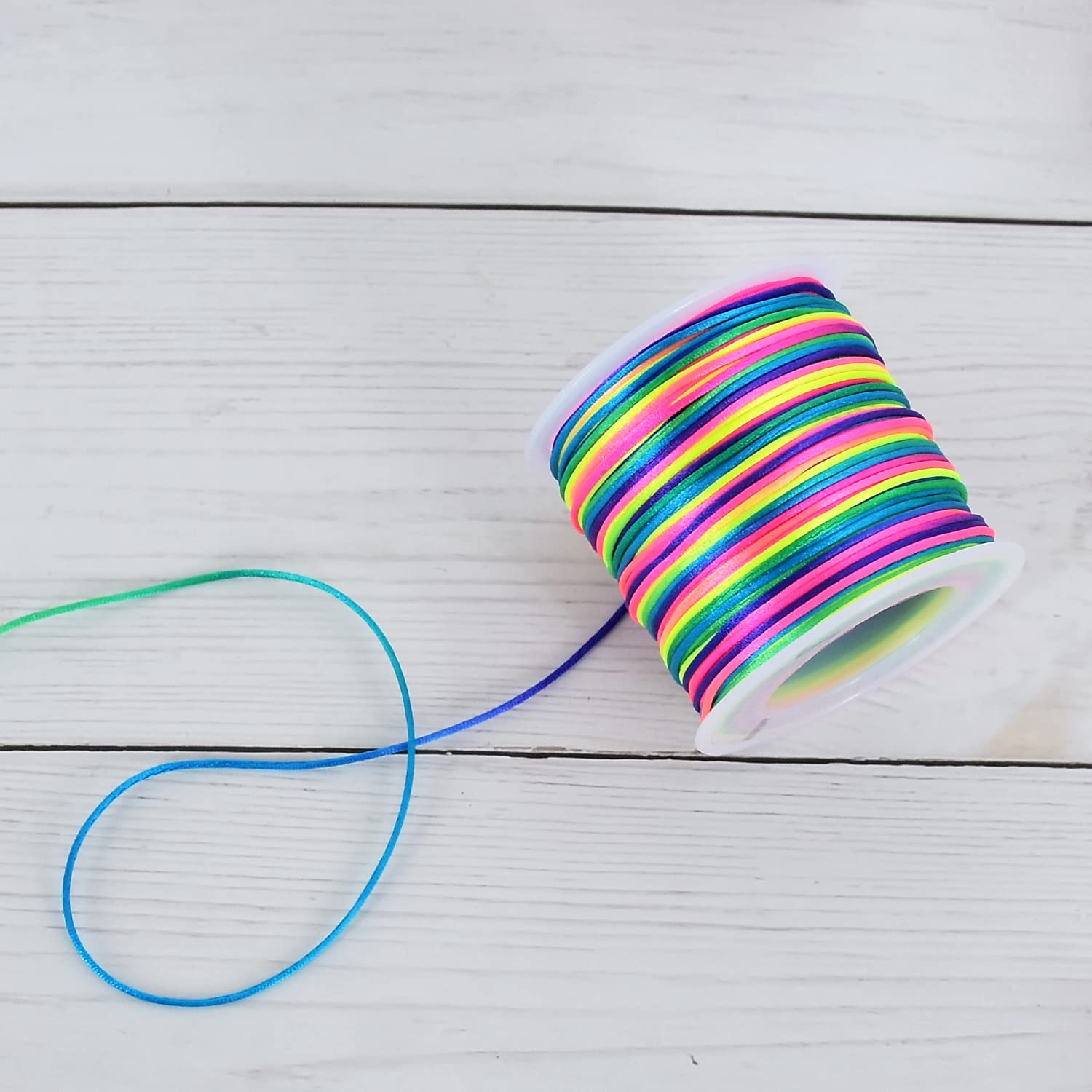 Snapklik.com : 1.5mm X 50 Yards Rainbow Color Nylon Cord Satin String ...