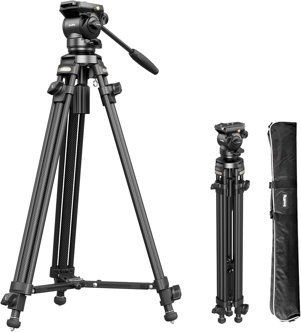 SMALLRIG Lightweight Video Tripod Kit with 360° Fluid Head, 62 ...