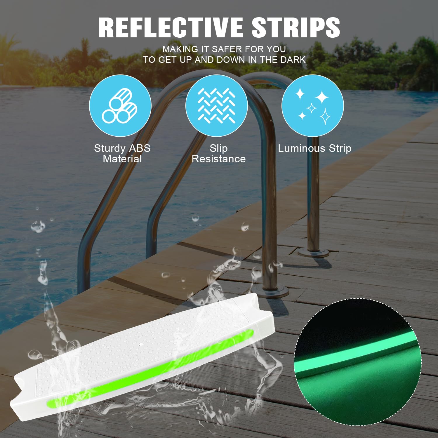 Snapklik.com : 3 Pack Pool Ladder Steps Replacement,18" Universal Heavy ...