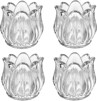 Amazon.com: Tulip Shaped Glass Candle Holder Spring Flower Tealight ...