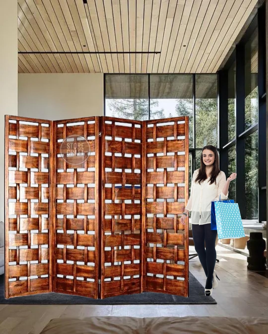 Musa Kazim Wooden Partition/Wall Screen/Room Divider/Living Room and ...