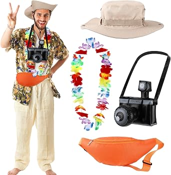 Amazon.com: VioraWhite 4 Pcs Halloween Tourist Costume Adult Tacky ...
