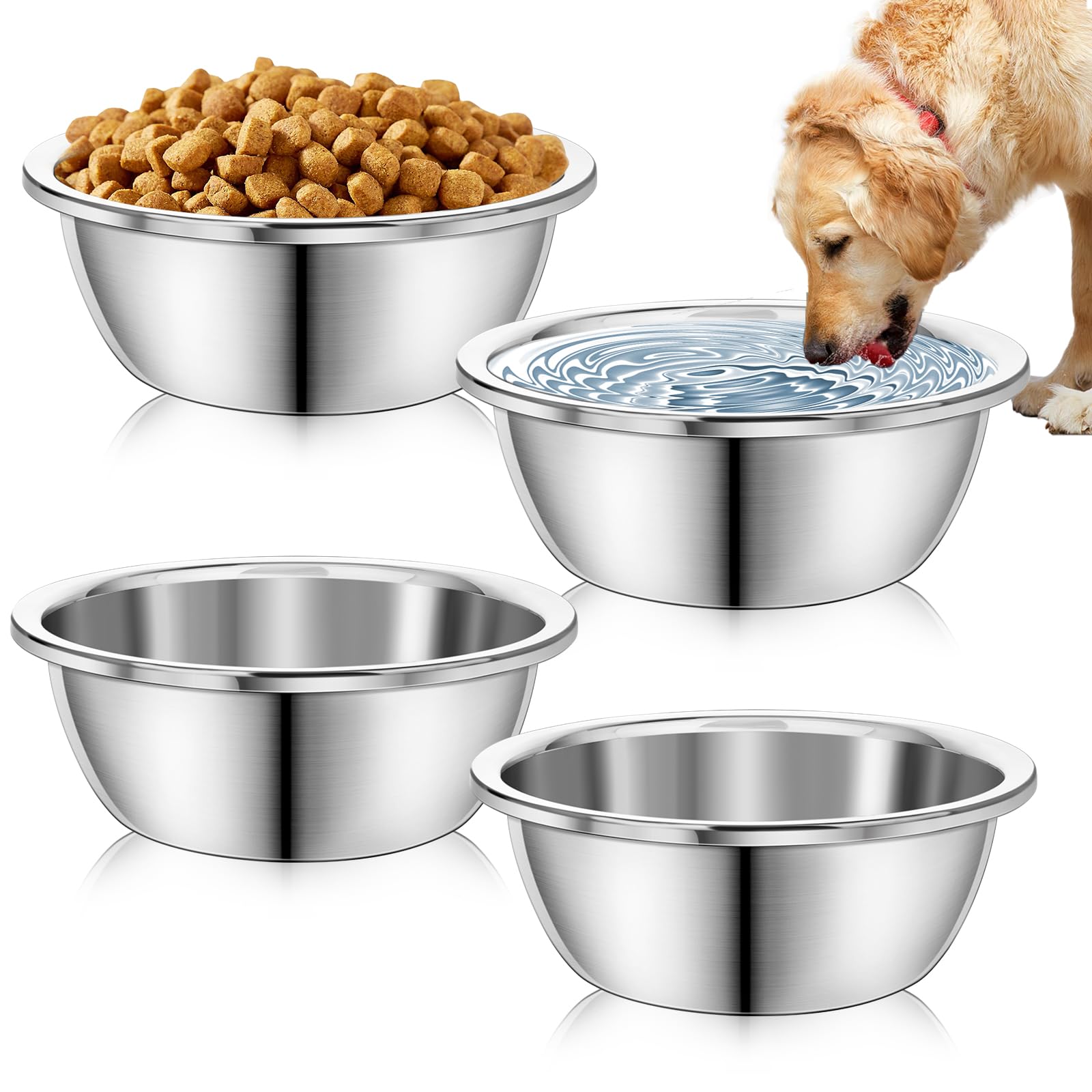 Amazon.com : 4 Pack Large Dog Bowls, 1.3 Gallons Stainless Steel Dog ...