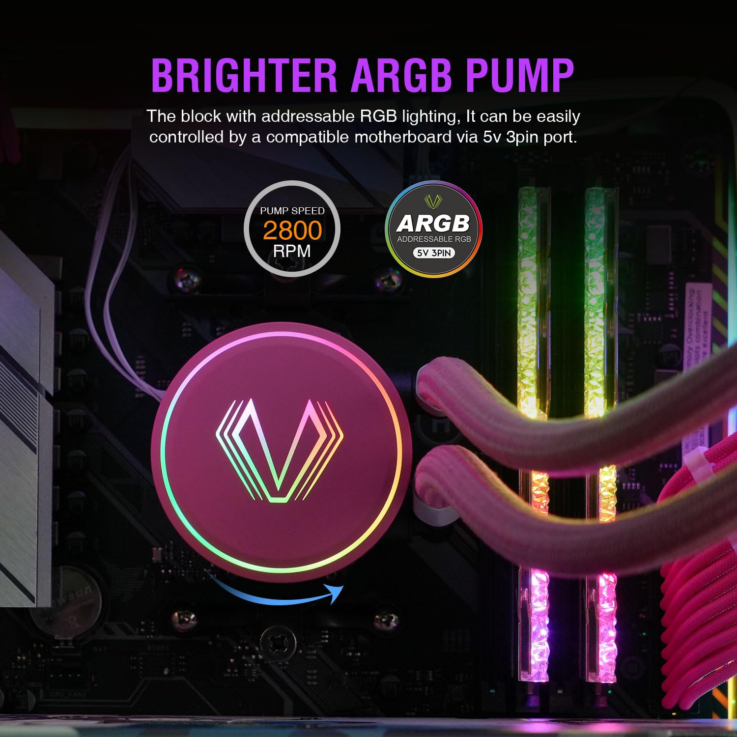 Snapklik.com : Vetroo V240 Liquid CPU Cooler 240mm Addressable RGB Pump ...