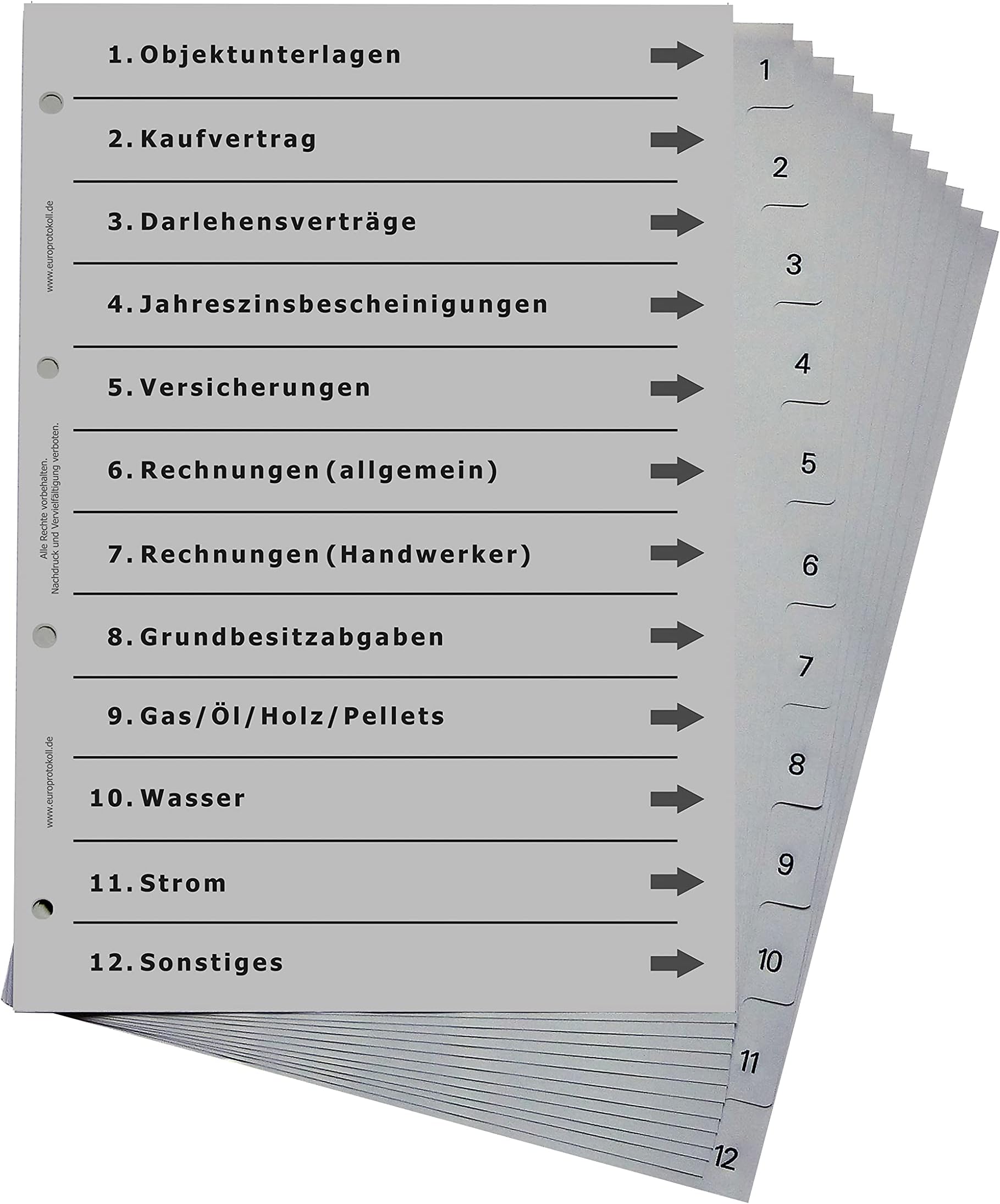 Ordnerregister für Haus und Eigenheim, durchdachtes Register für DIN A4 ...