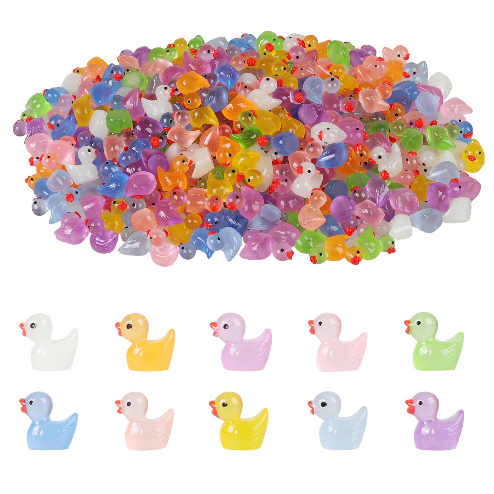 Amazon.com: Luminous Mini Ducks 100 Pack Tiny Resin Ducks Figurines ...