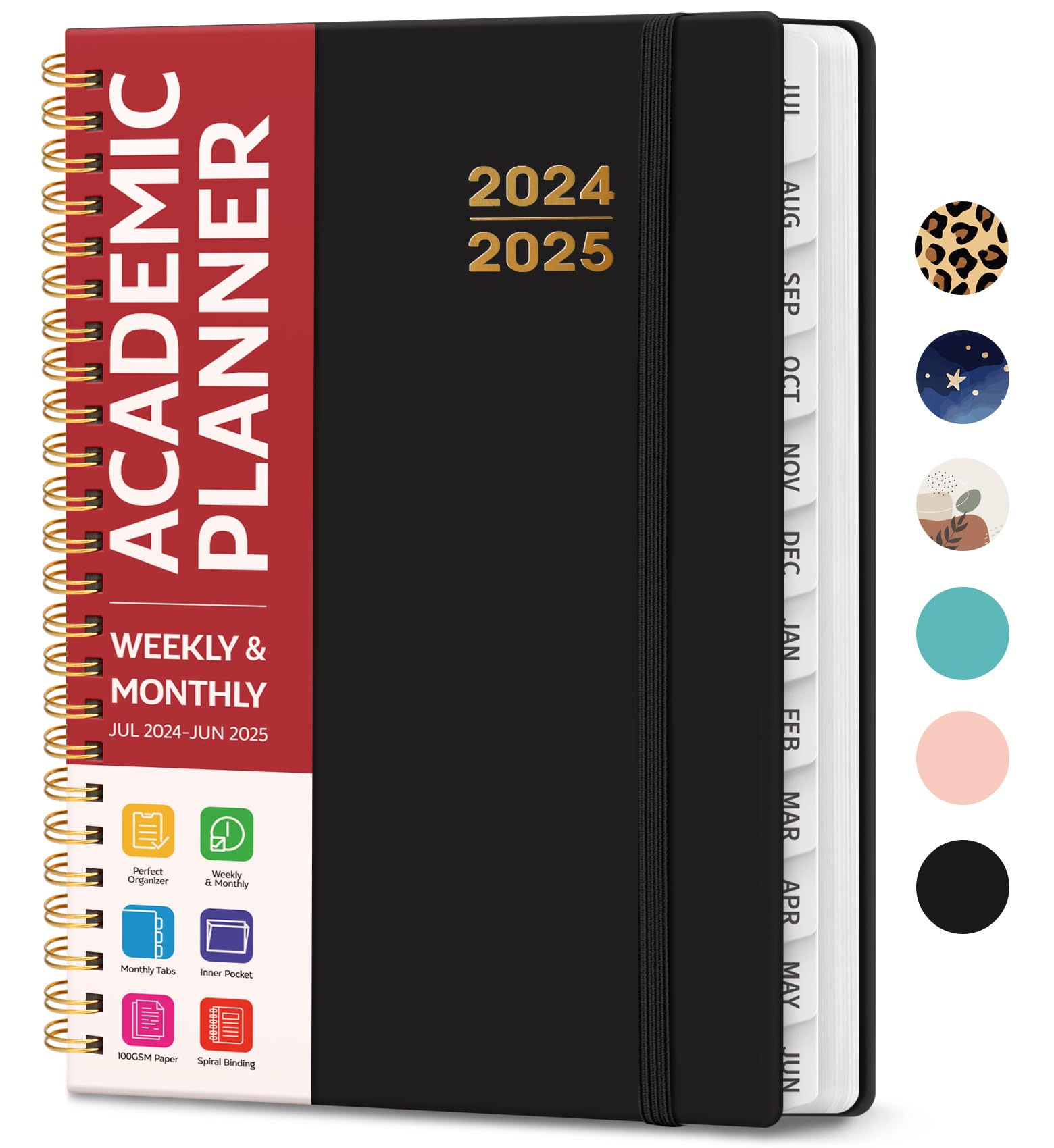 Snapklik.com : Style1 Black Academic Planner 2024-2025, Monthly ...