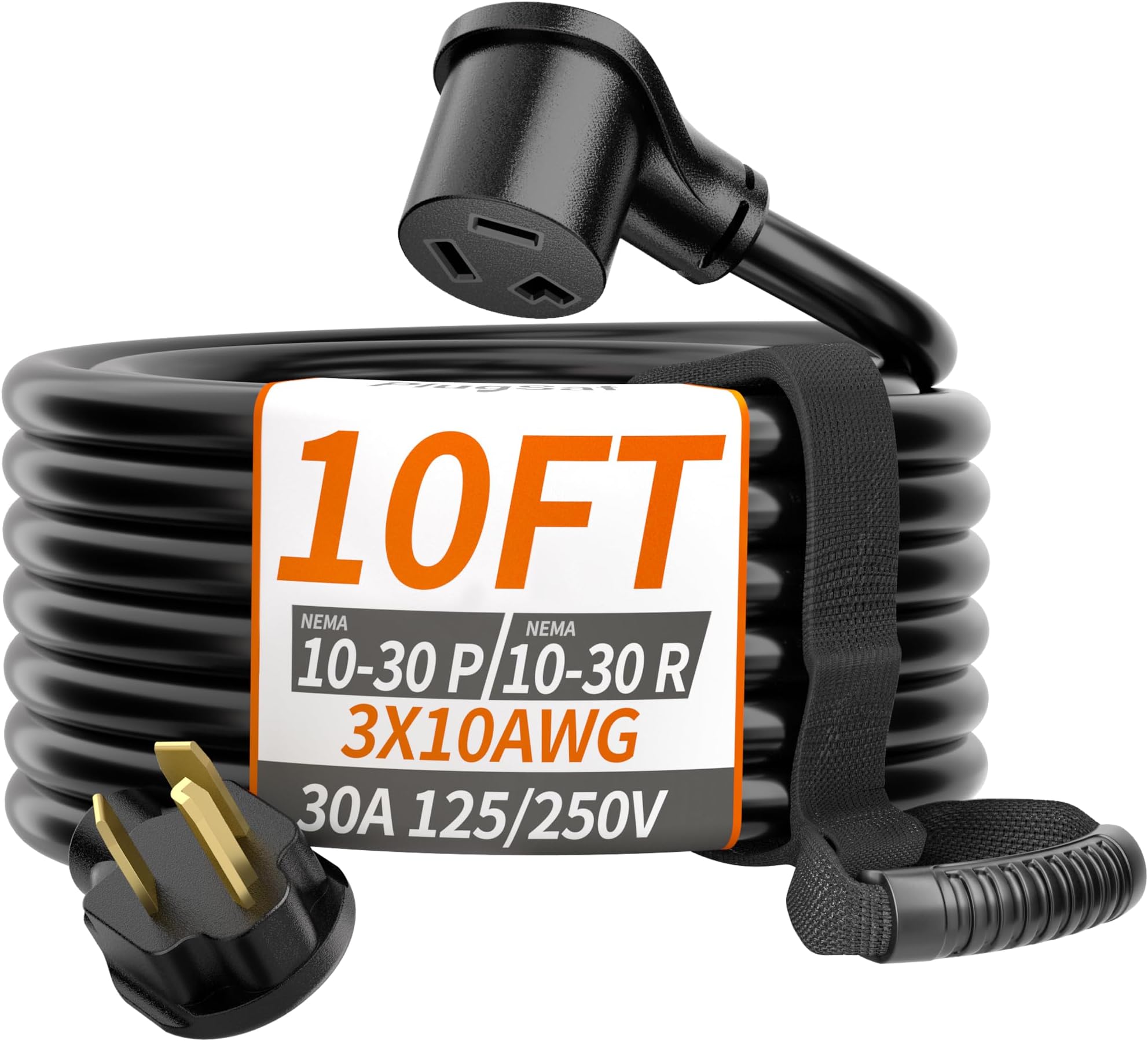 Amazon.com: PlugSaf 30 AMP 3 Prong Dryer Cord 10 FT Outdoor Black, 10/3 ...