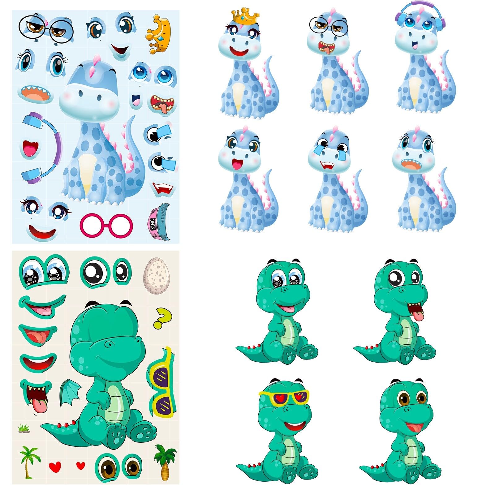 Robot Face Tattoo 36-Piece Make A Face Sticker Sheets - Mix & Match ...