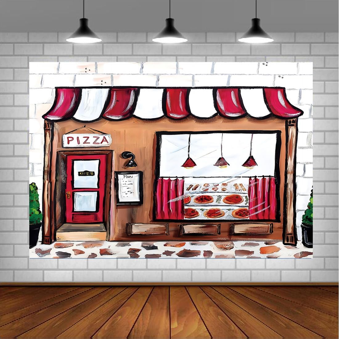 Amazon.com : Delicious Pizza Store Backdrop Pizza Party Photography ...