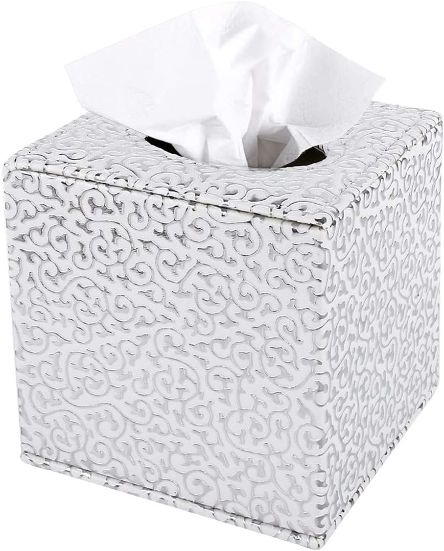 BTSKY PU Leather Cube Tissue Box Holder - Household Office Tissue Cover ...