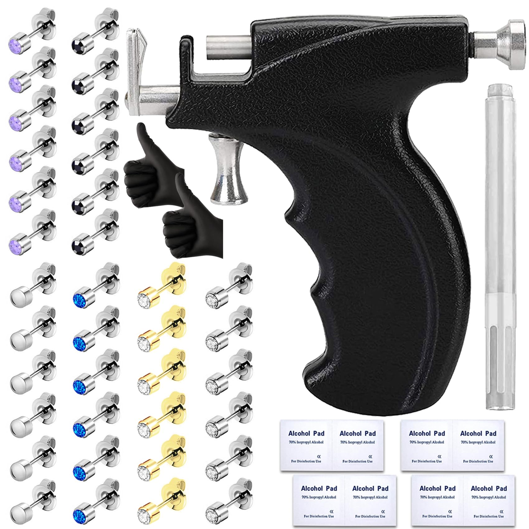 Amazon.com: Professional Ear Piercing Kit with 36 Diamond Stud Earrings ...
