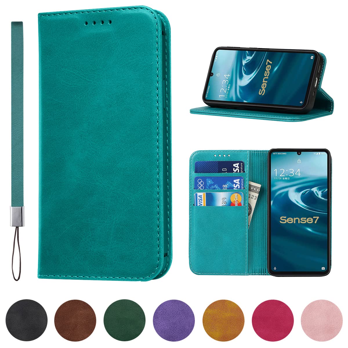 Amazon.co.jp: Sense8 ケース 手帳型 高質PUレザー AQUOS Sense8 ケース 耐衝撃 SH-54D カバー ...