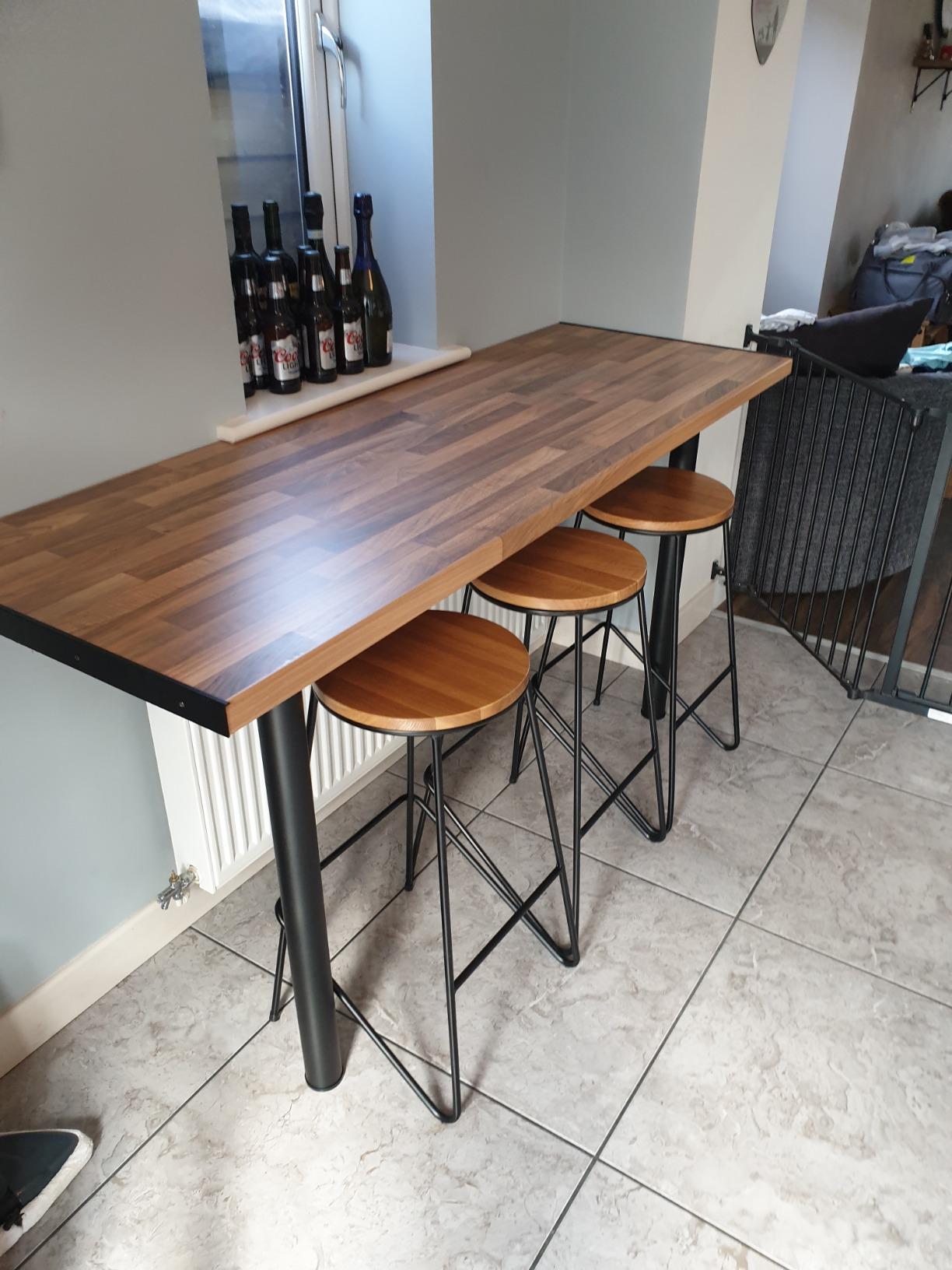 Dihl 870mm Black Adjustable Kitchen Worktop, Unit, Breakfast Bar, or ...