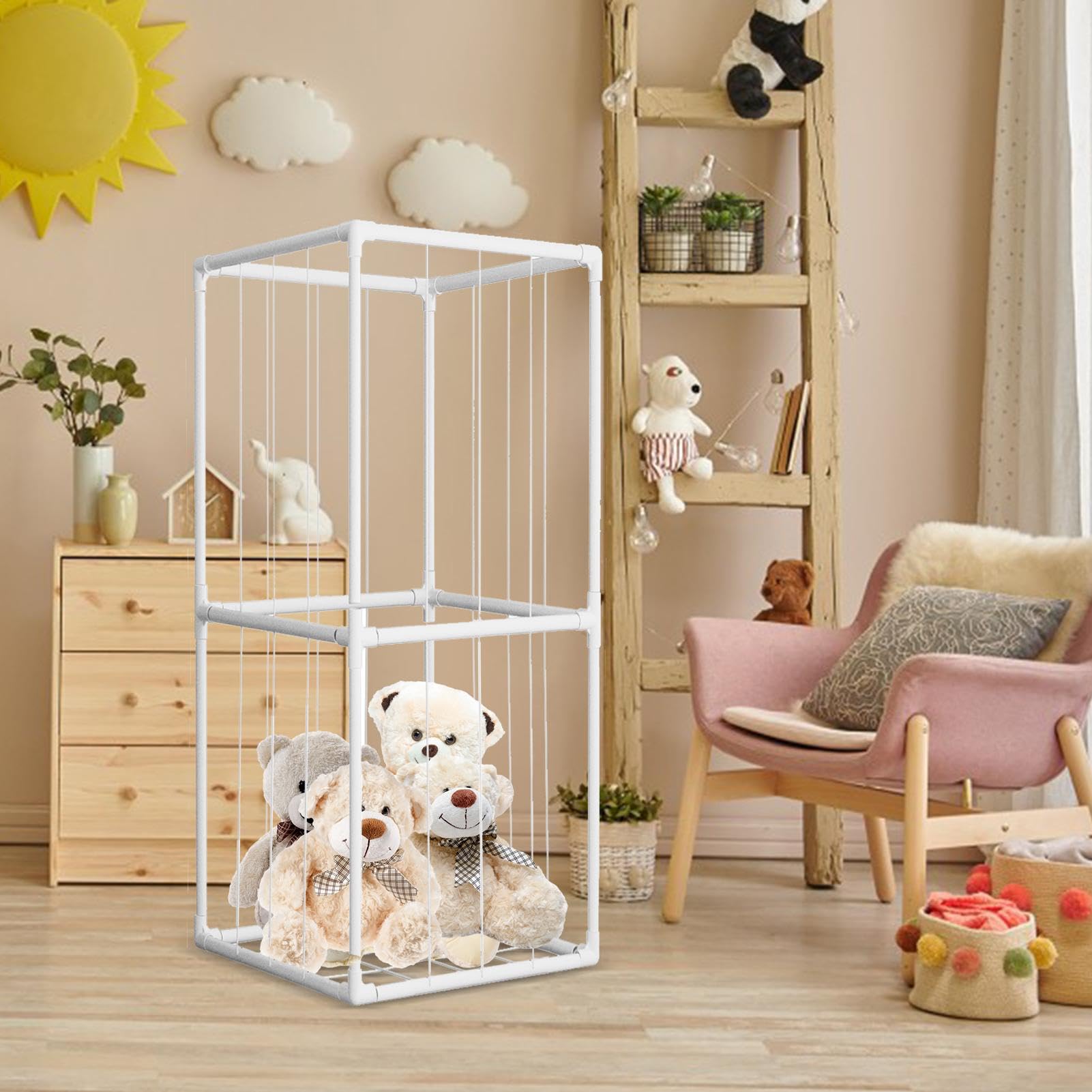 Kids Toy Organizer Stuffed Animal Zoo Storage Cage - 300L Large PVC Toy ...