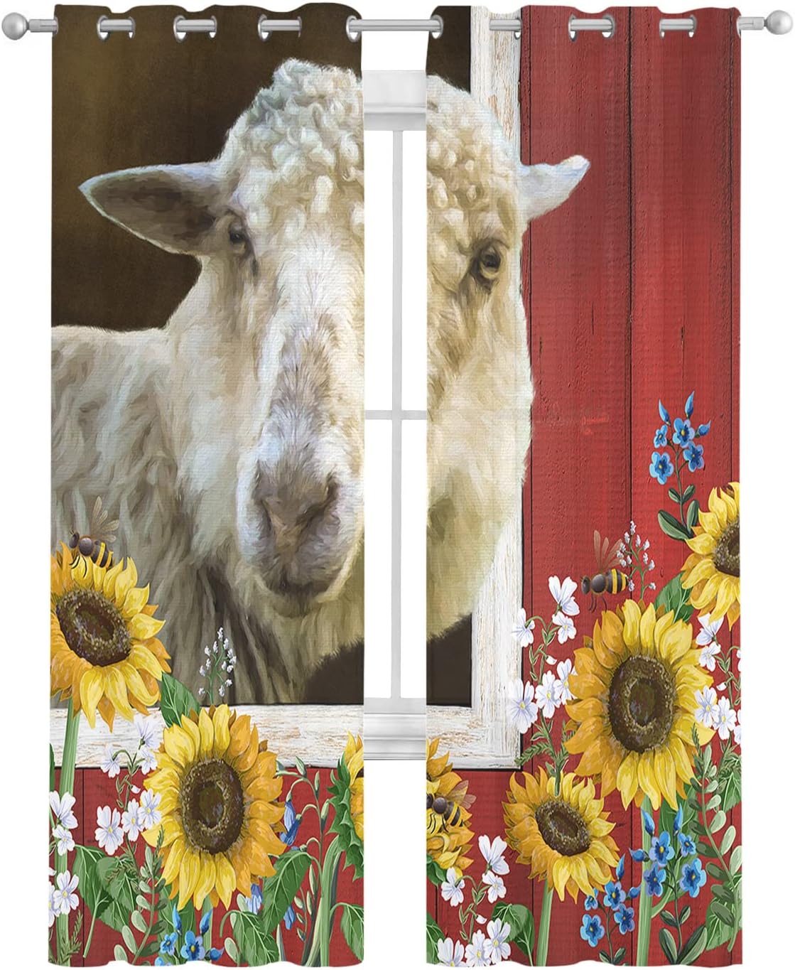 Amazon.com: Farmhouse Sheer Curtain Set 2 Piece - Grommet Chiffon ...