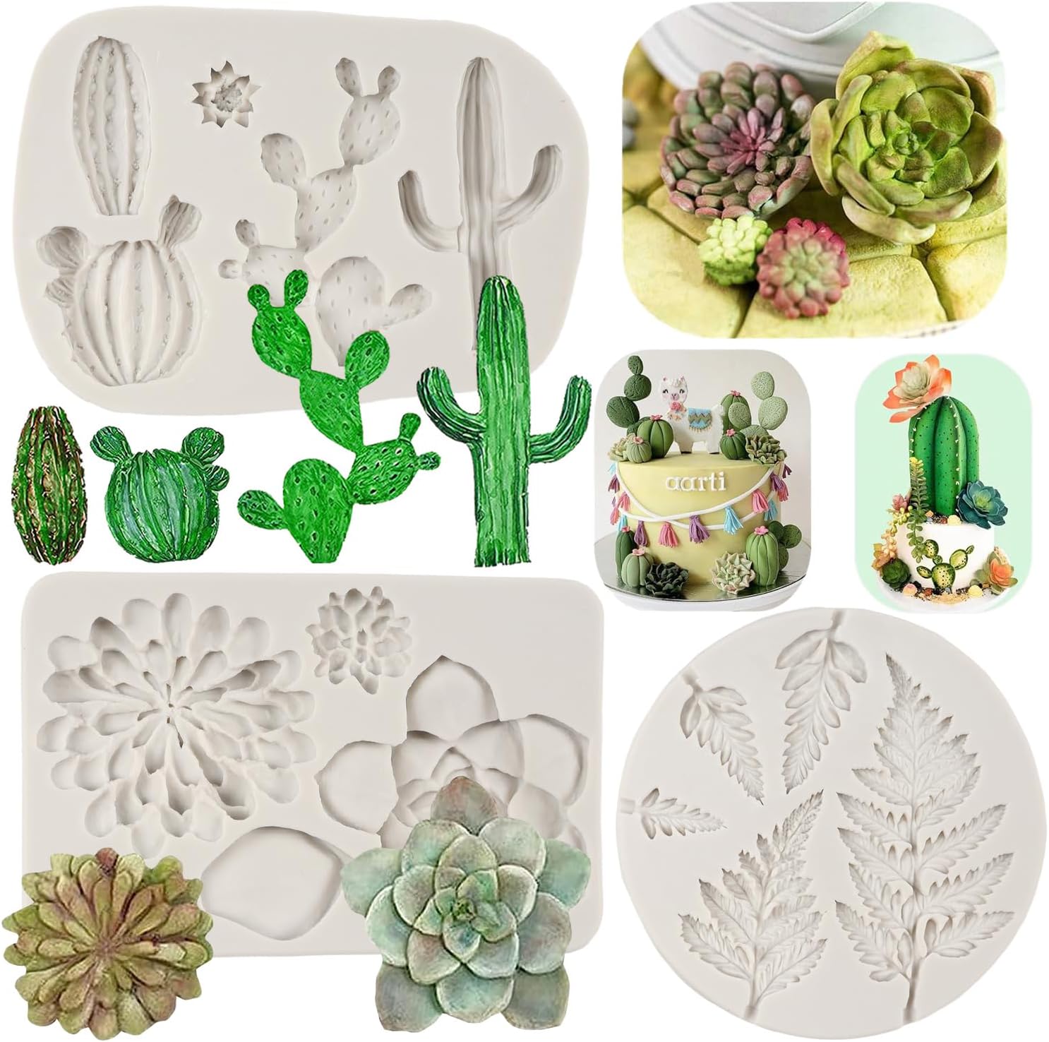 Amazon.com: FCKEMLDS Succulent Fondant Molds Cactus Succulents Leaves ...