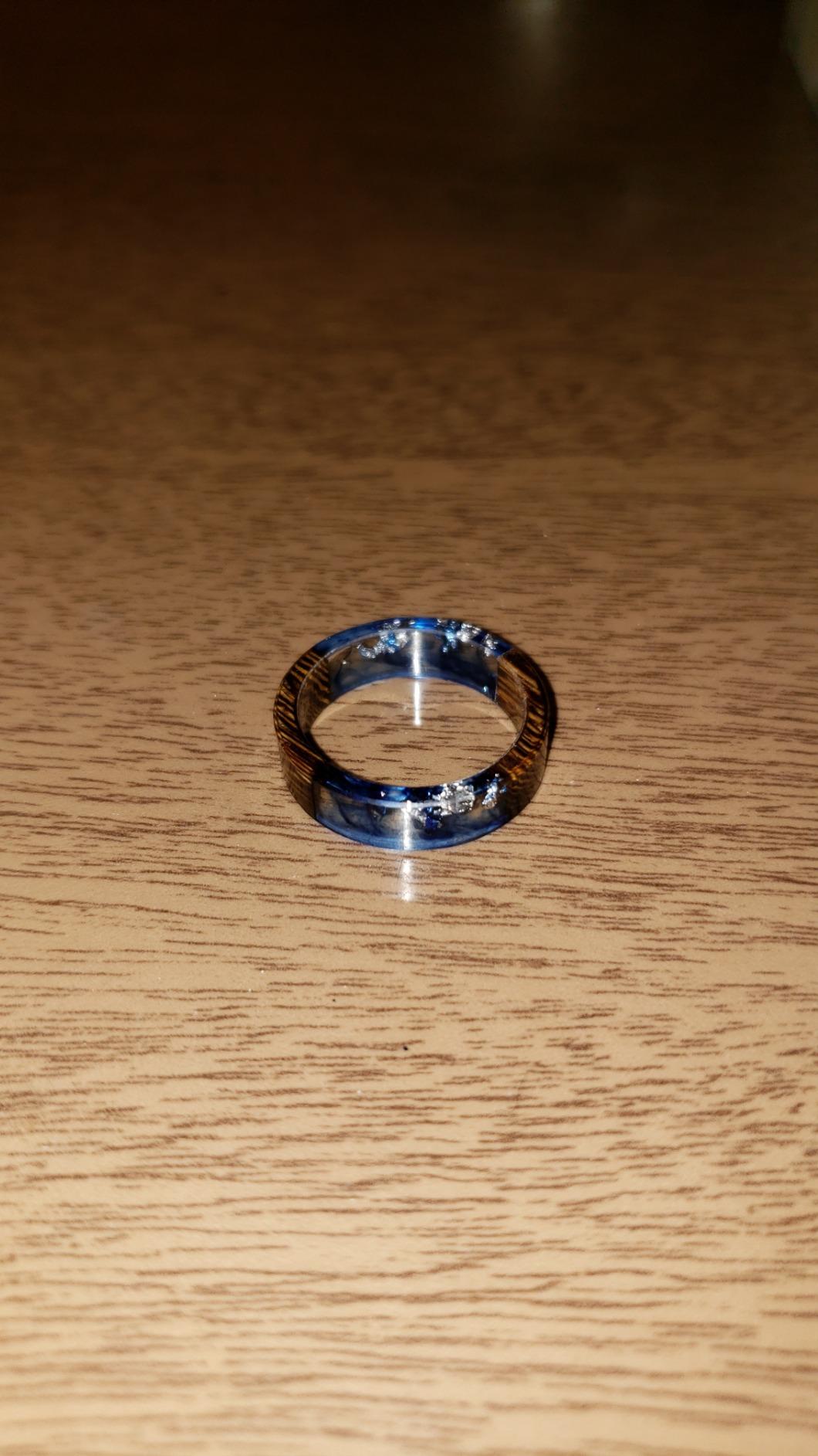 Amazon.com: NDJEWELRY Unique Handmade Wood Plastic Resin Band Ring with ...