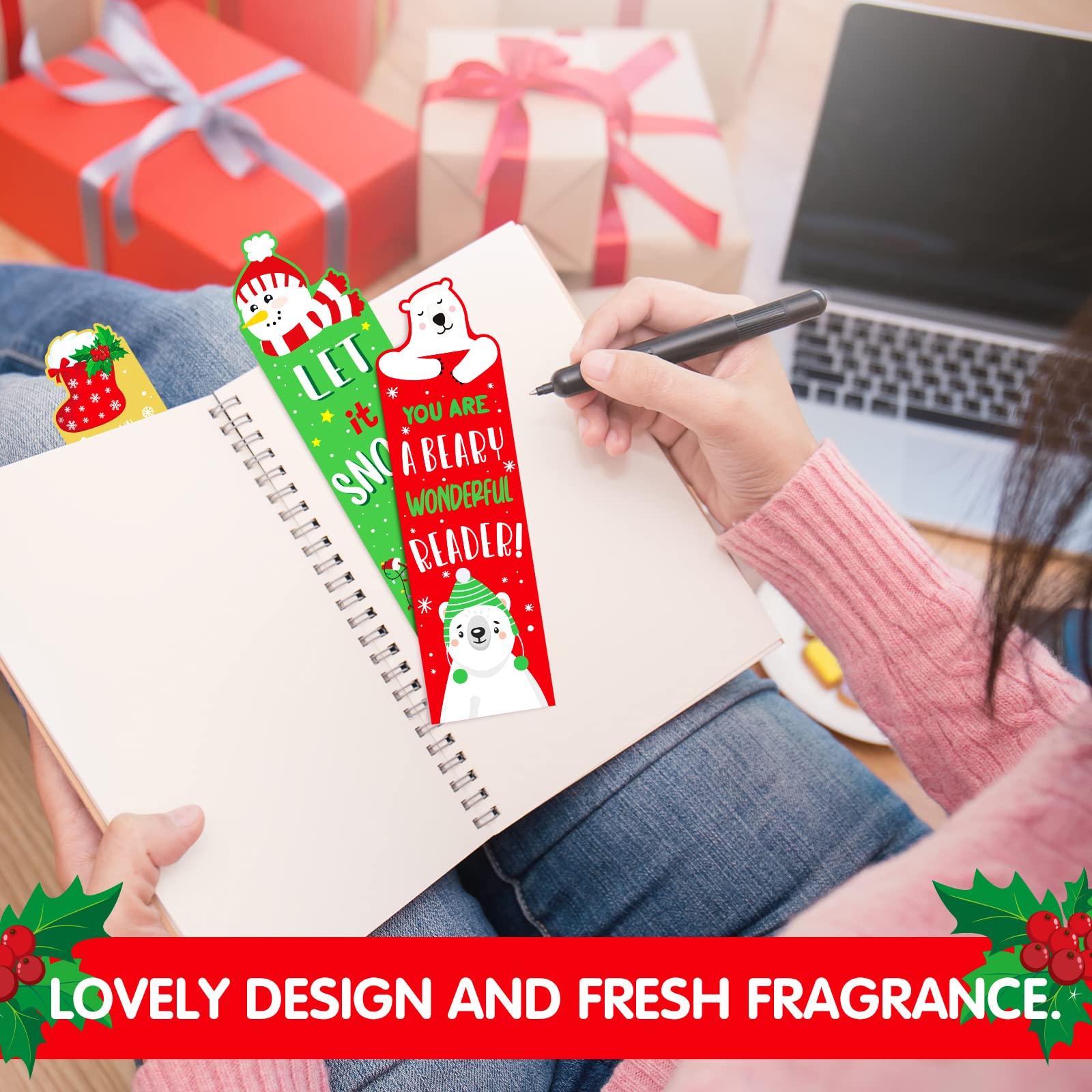 Snapklik.com : 60 Pieces Christmas Scented Bookmarks Kids Bulk Scratch ...