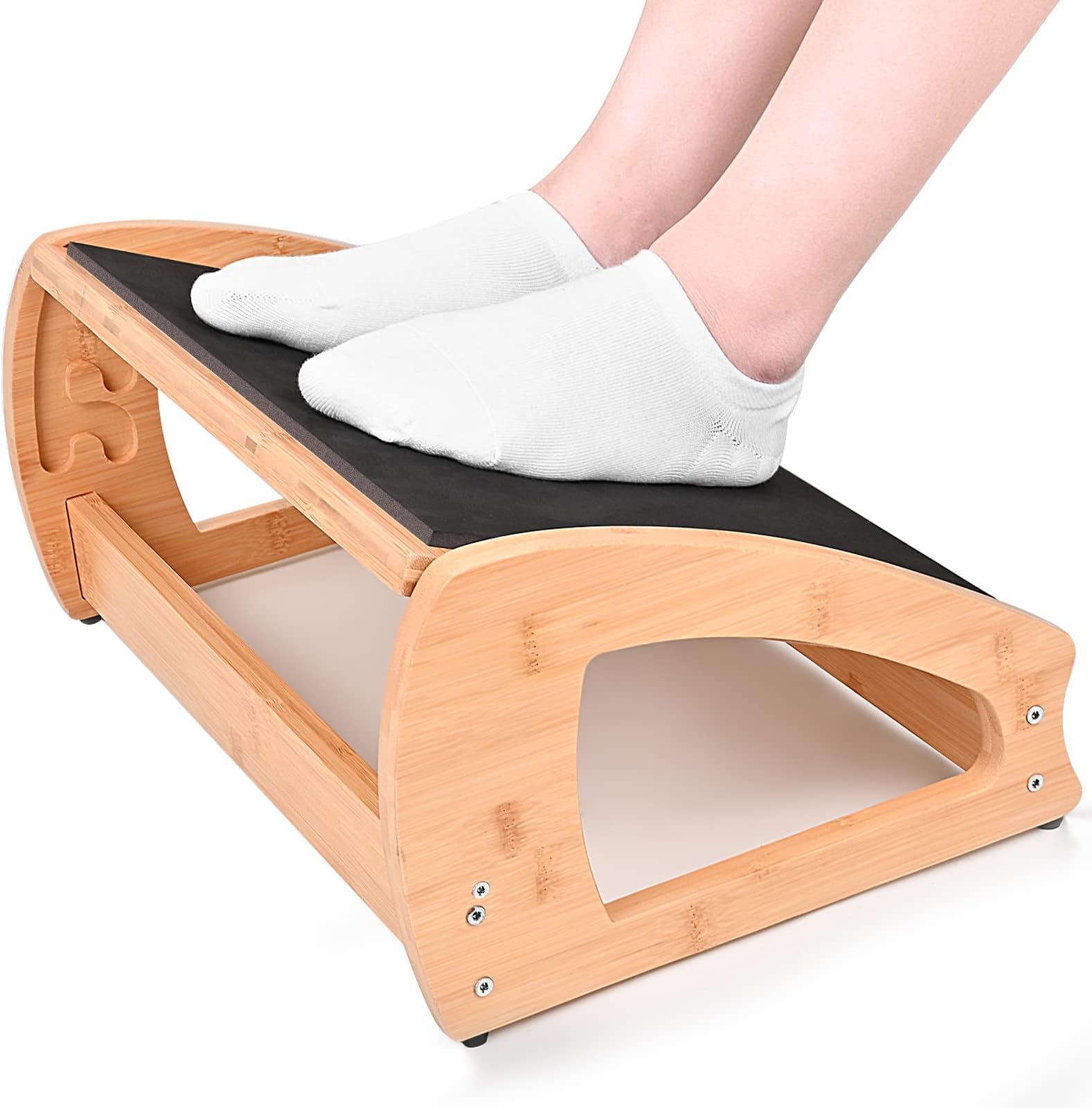 Amazon.com: Bamboo Under Desk Footrest, Ergonomic Foot Rest with 4 ...
