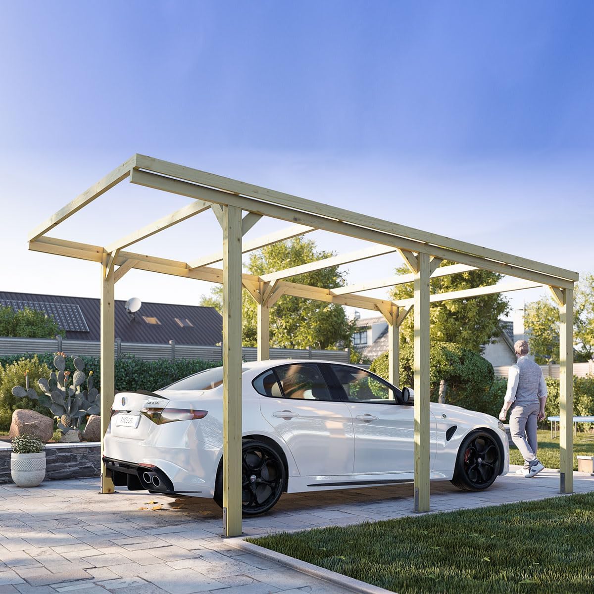 Pergola, tettoia, carport in legno per rimessa auto : Amazon.it ...