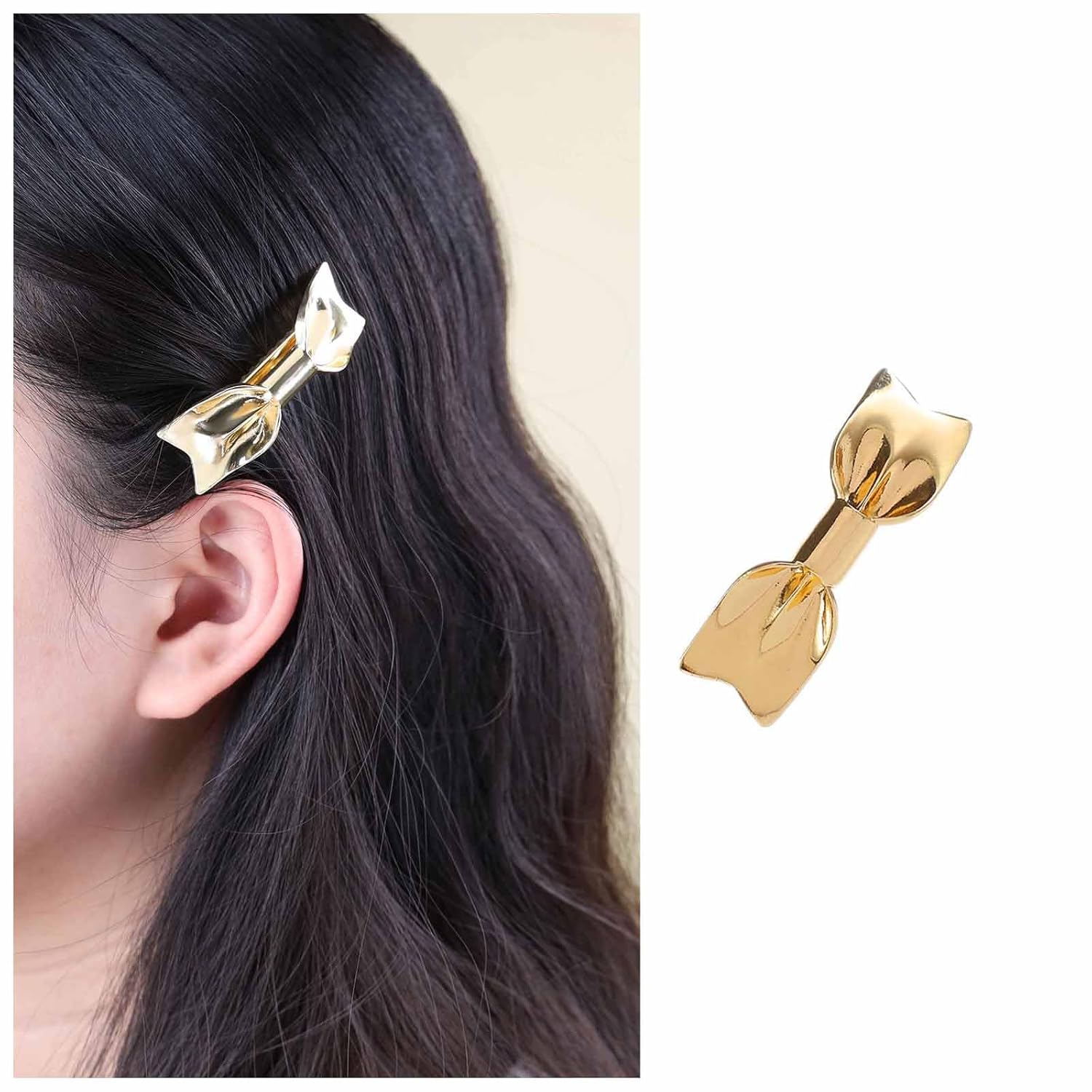 Amazon.com : Iaceble Metal Bow Hair Clip Bow Knot Side Clip Hairclip ...
