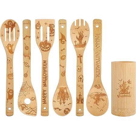 Amazon.com: Witchy Halloween Laser Engraved 5 Elements Bamboo Large ...