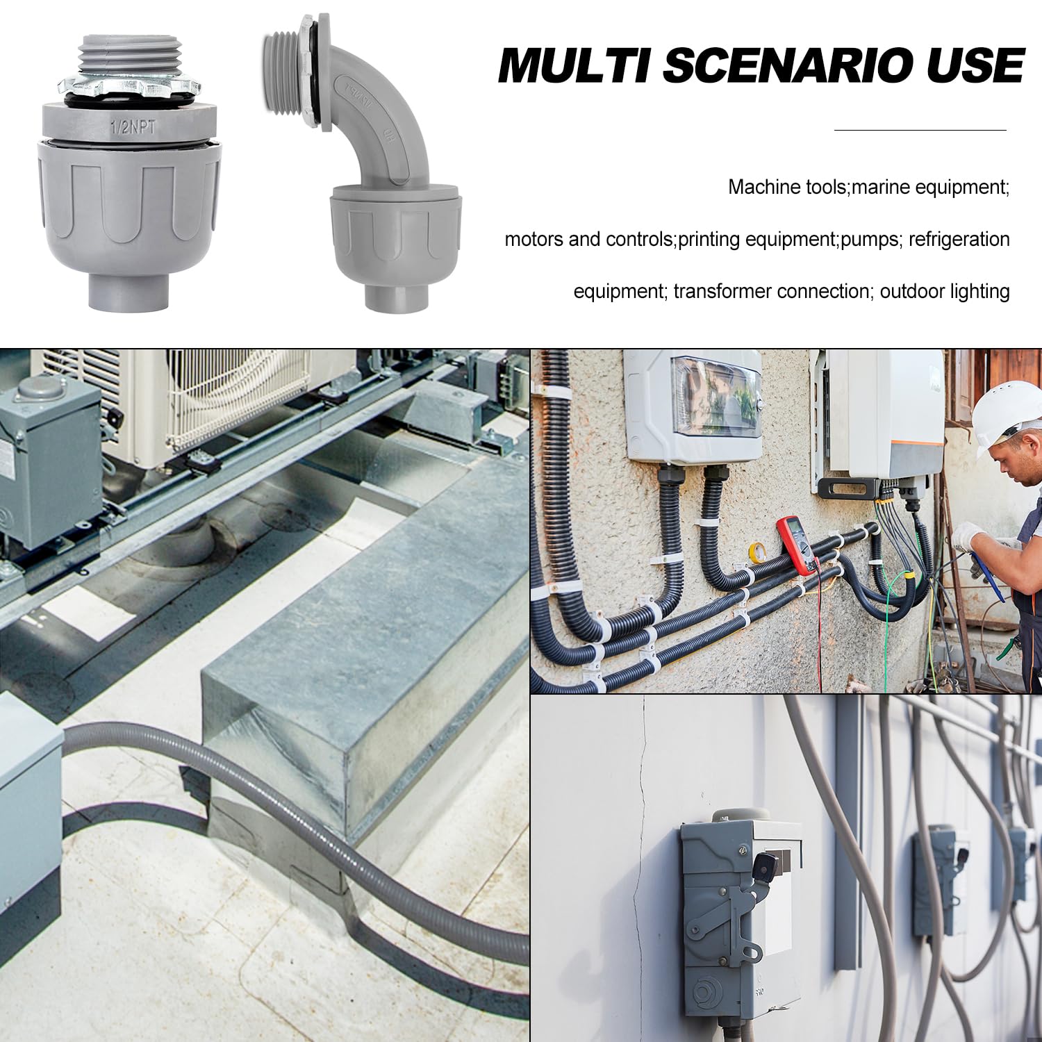 Snapklik.com : Wocloer 1/2 Inch Liquid Tight Connector PVC Flexible ...