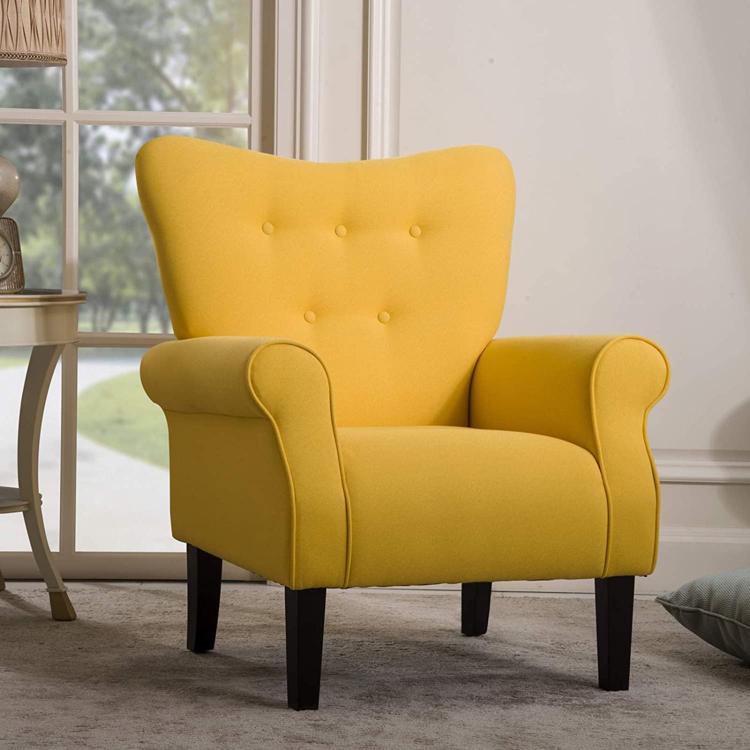 Amazon.com: Mellcom Mid Century Wingback Arm Chair,Modern Upholstered ...