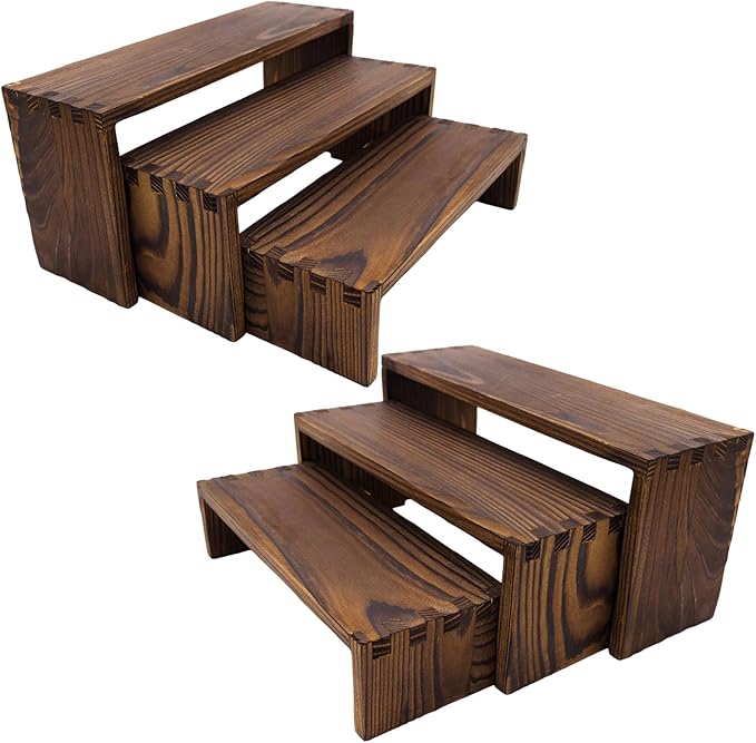 Amazon.com: Yikaroeli Display Risers-3 Tier Wood Risers Decorative ...