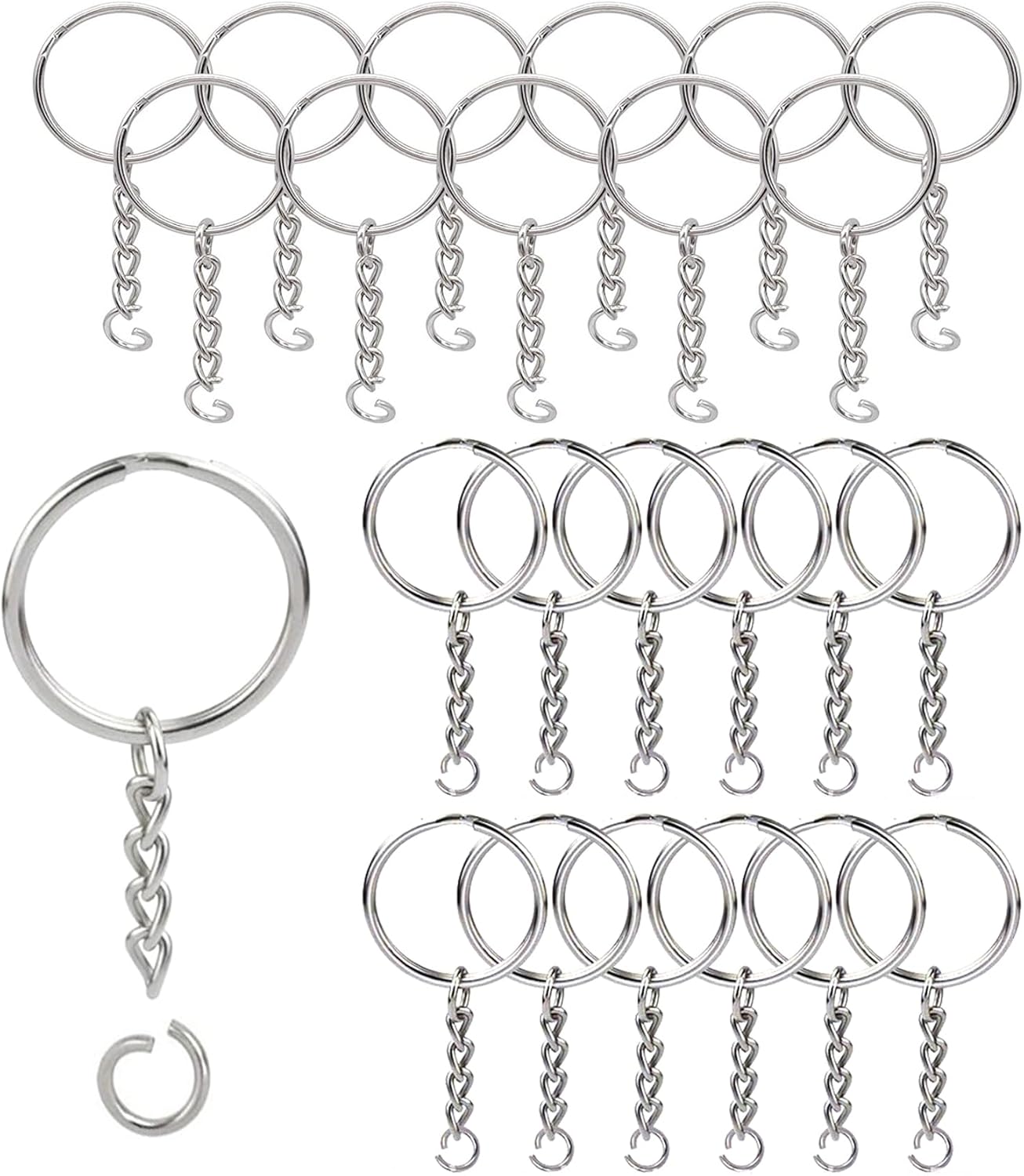 Amazon.com: ZoloAJay 50Sets 1 inch Keychain Rings Silver Split Round ...