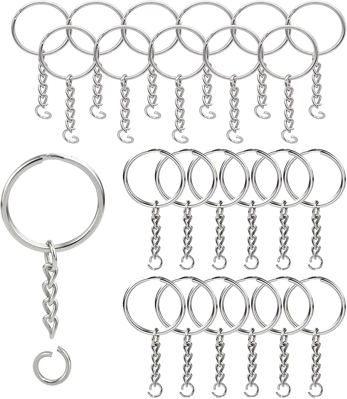 Amazon.com: ZoloAJay 50Sets 1 inch Keychain Rings Silver Split Round ...